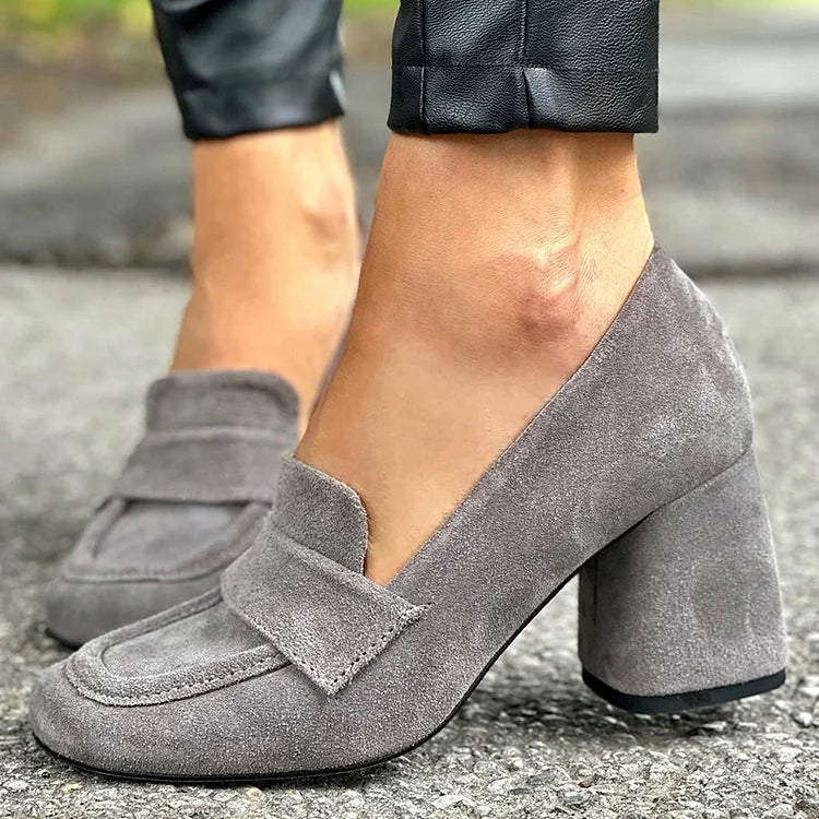 Alia™ | Block Heel Loafers – Alamodara